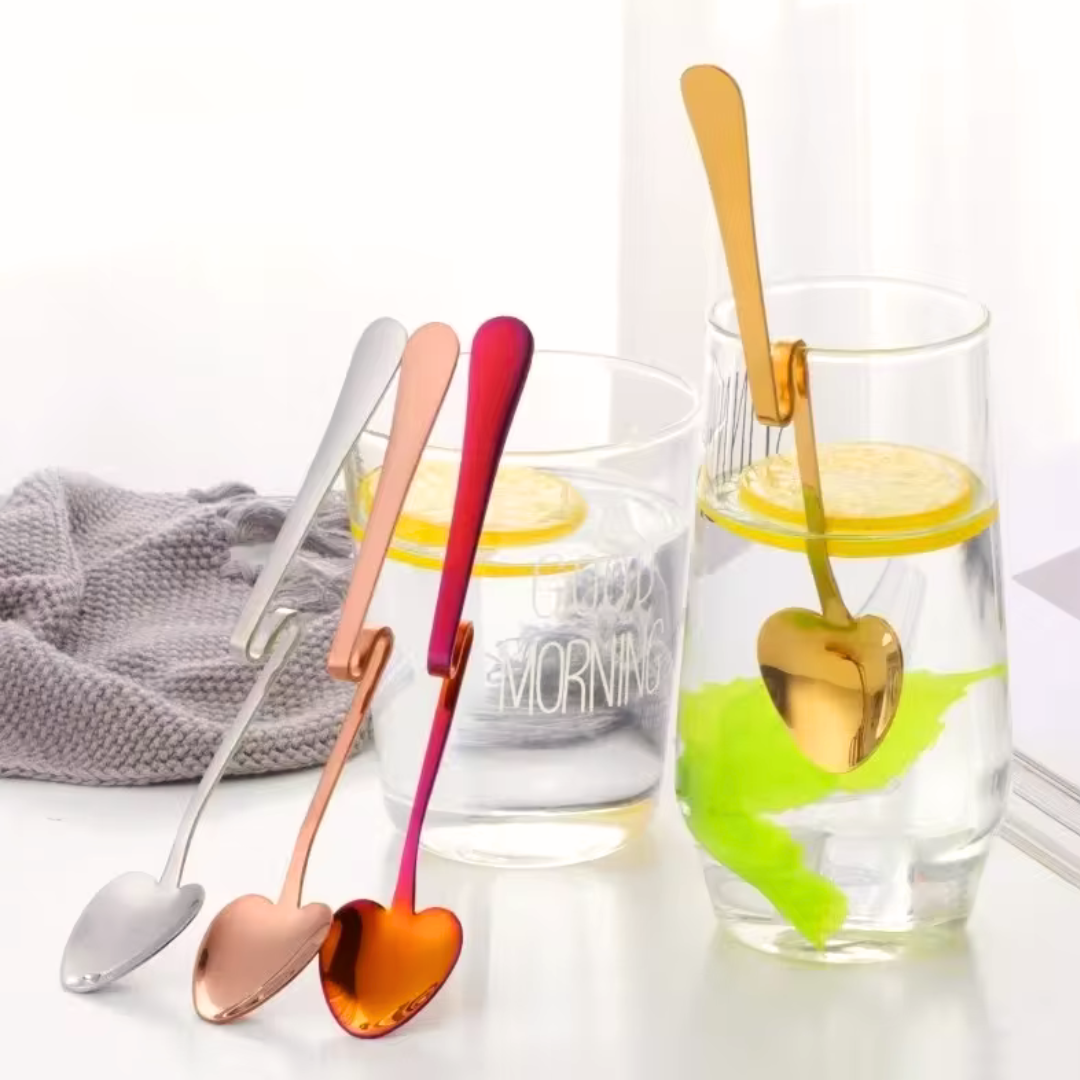 Set lingurite Multicolor design Inima, otel inoxidabil, 4 piese - Epic ...