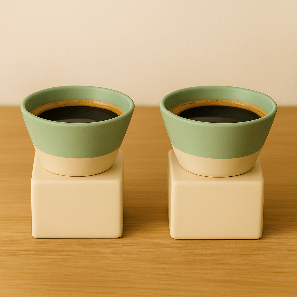 Set 2 cesti de cafea, ceramica, retro, handmade, 130 ml, menta - Epic ...